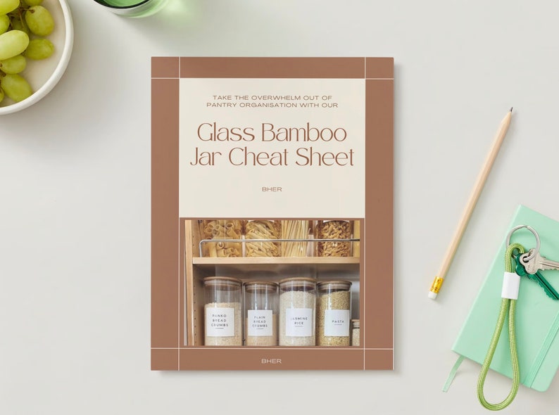 Glass Bamboo Jar Cheat Sheet Eco-friendly Pantry Storage Guide Modern ...