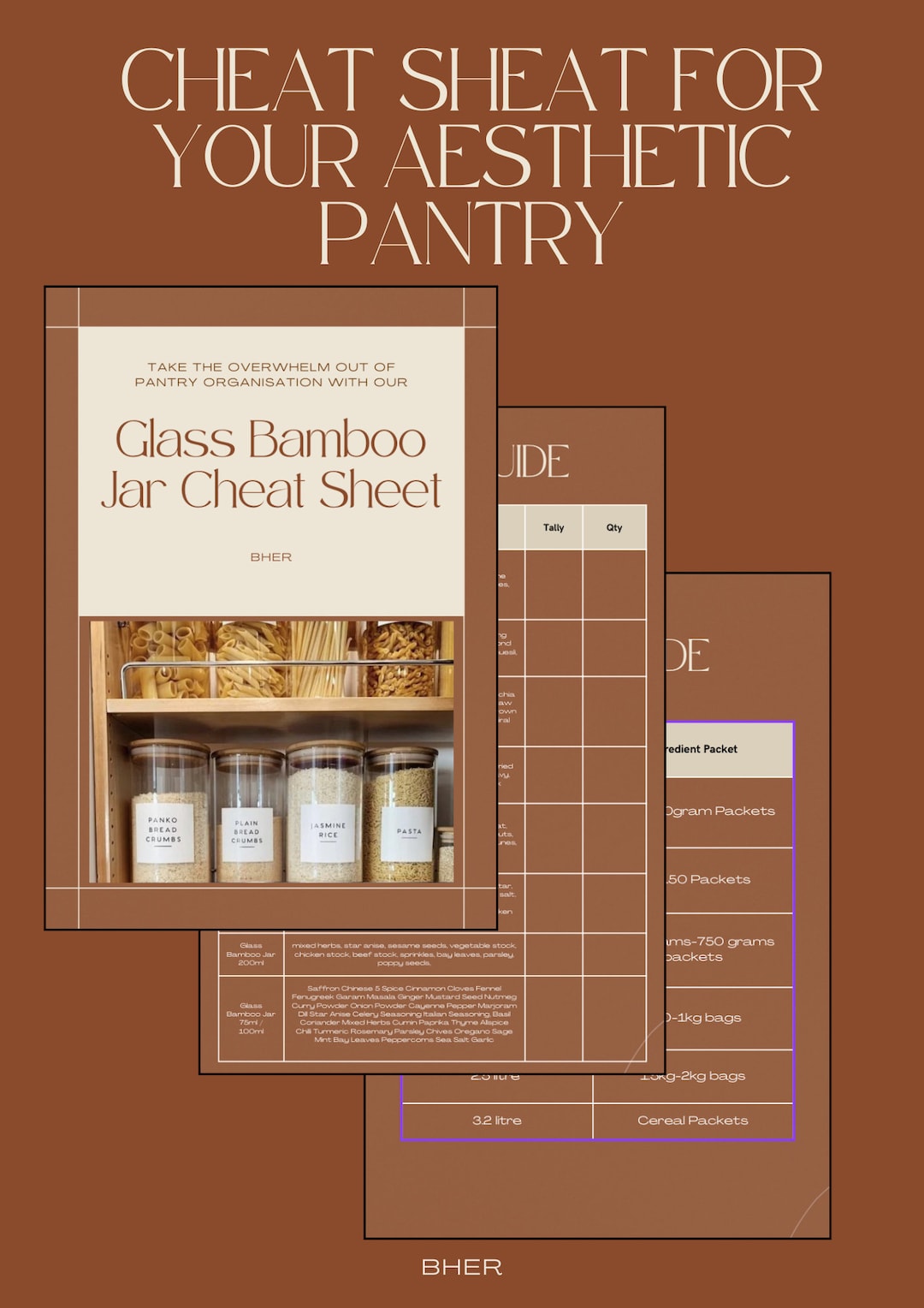 Glass Bamboo Jar Cheat Sheet Eco-friendly Pantry Storage Guide Modern ...