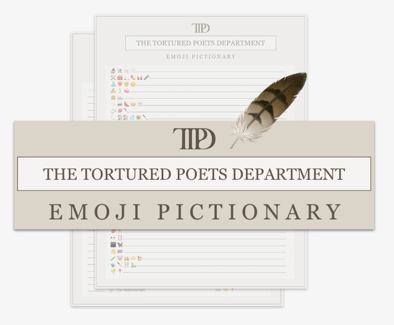 The Tortured Poets Department TTPD Emoji Pictionary Printable Game - Etsy