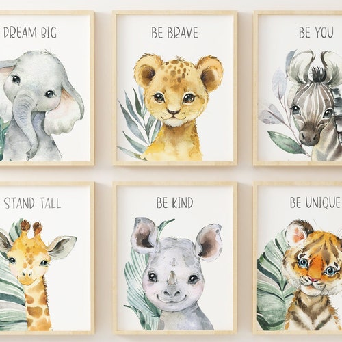PRINTABLE 5X7 Jungle Animal Signs Set of 6 Jungle Nursery - Etsy