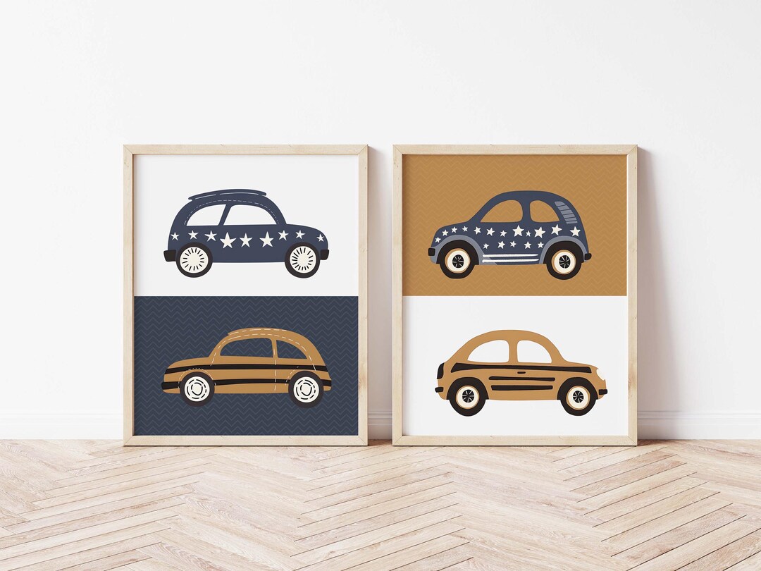 Retro Race Car Prints, Boys Nursery Wall Art, Playroom Decor (set of 2 ...