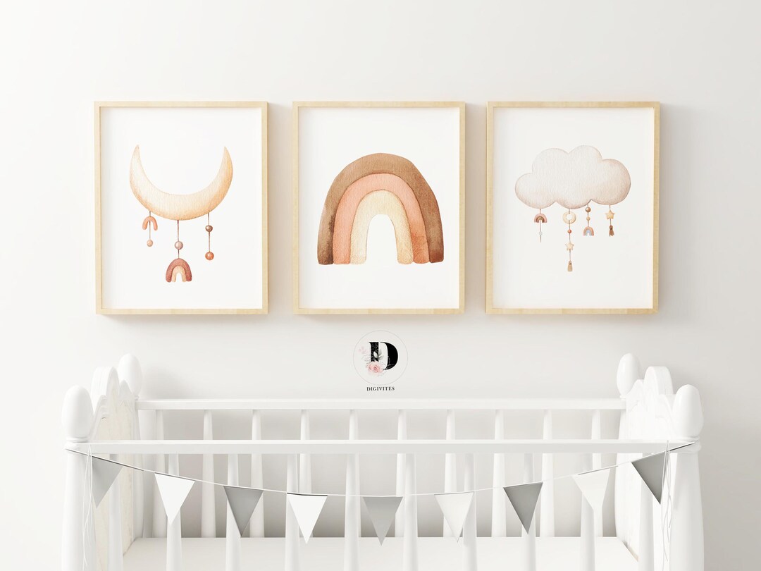 Boho Rainbow Nursery Print, Nursery Wall Art, Gender Neutral Baby Wall ...