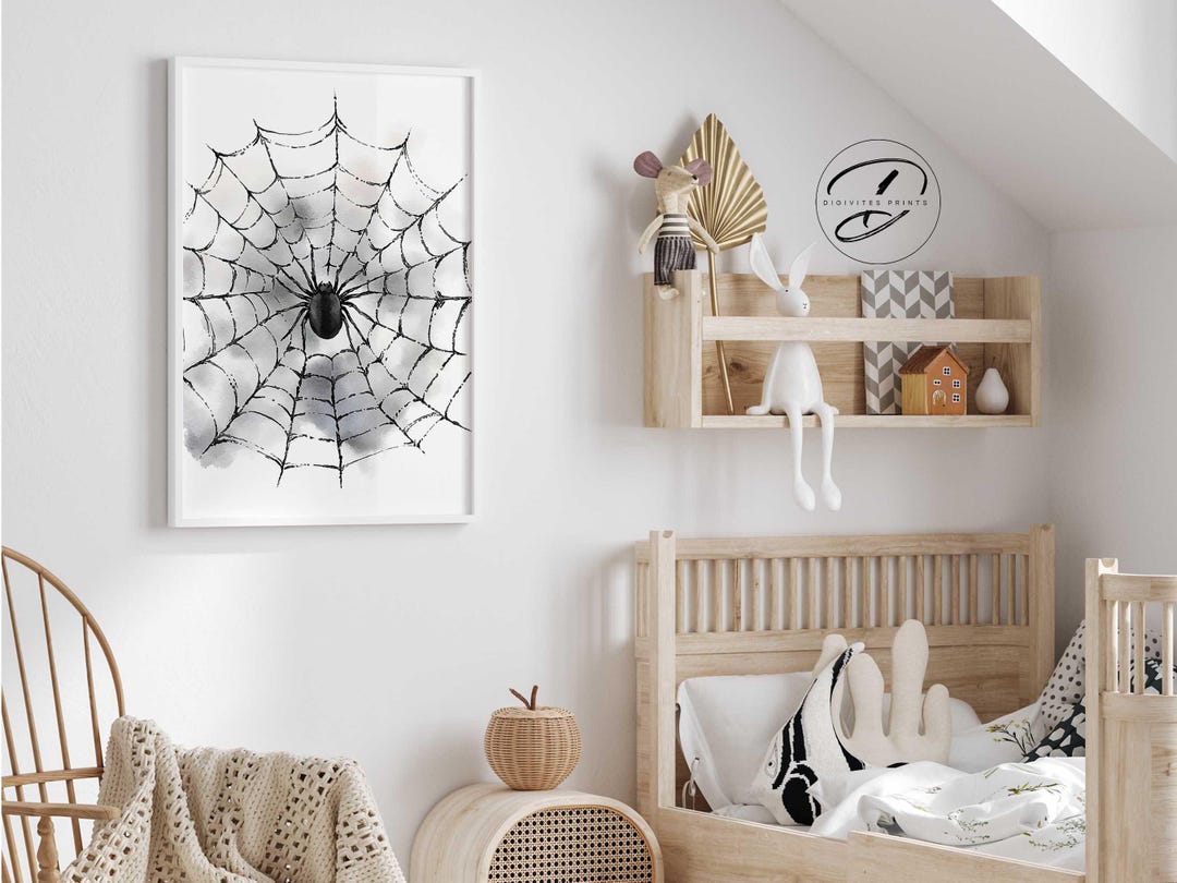 DIGITAL Spider in Spider Web Wall Art, Halloween Decor, Boys Bedroom ...