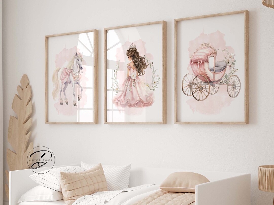 DIGITAL Princess Nursery Wall Art Prints, Princess Wall Decor, Nursery ...