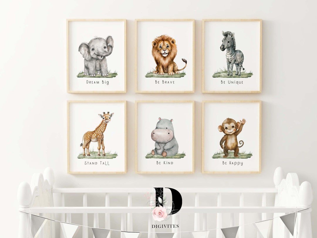 Safari Animal Nursery Prints, Boho Jungle Theme, Positive Affirmations ...