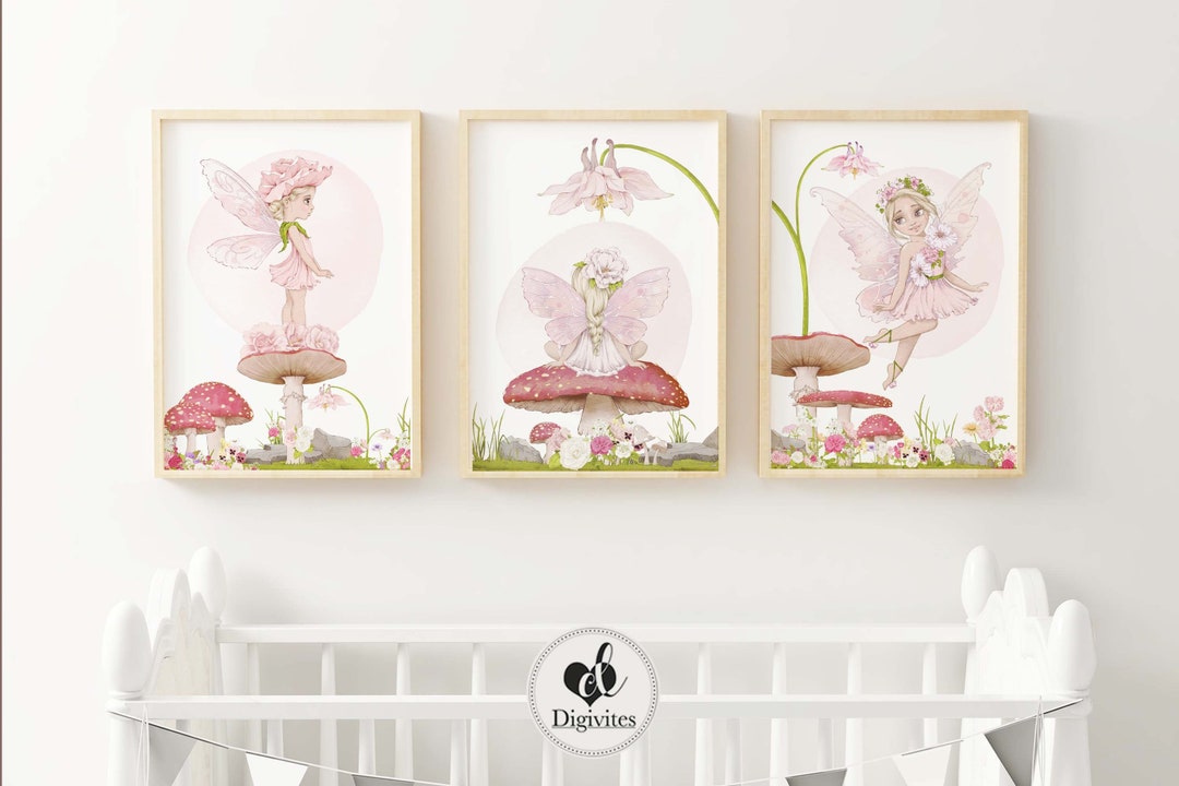 Fairy Garden Wall Art, Nursery Wall Art, Girls Bedroom Prints, Fairy ...