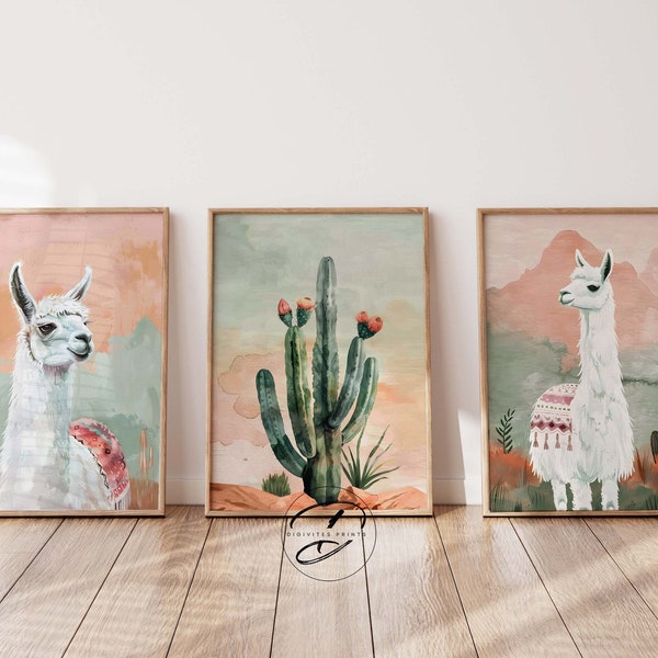 Llama and Cactus Nursery Decor - Etsy