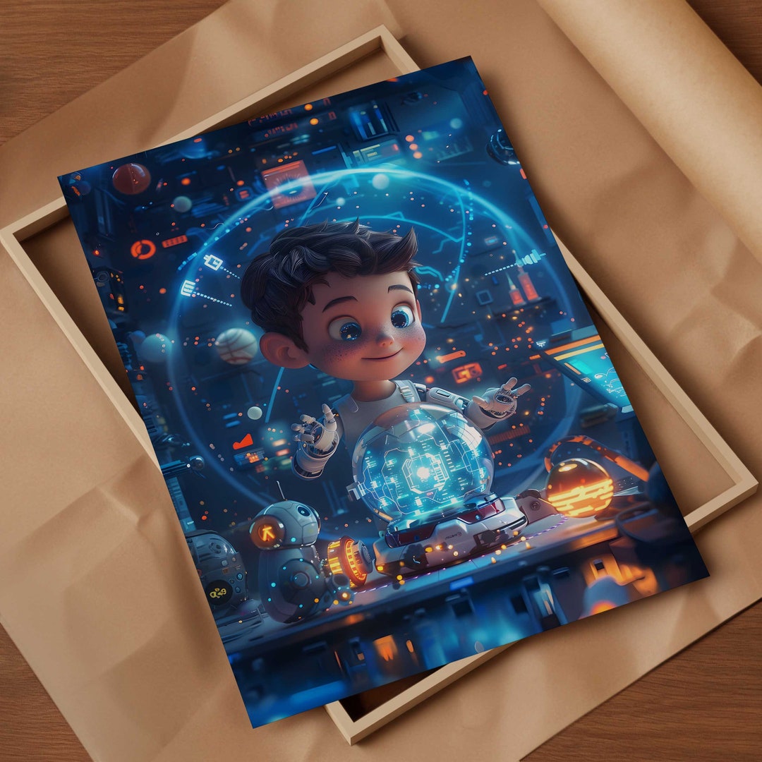 Robot Sci-fi Boys Room Poster, Animated Style Wall Art - Etsy