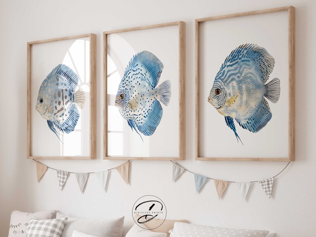 Set of 3 Fish Wall Art, Nursery Wall Art, Ocean Wall Art, Coastal Decor ...
