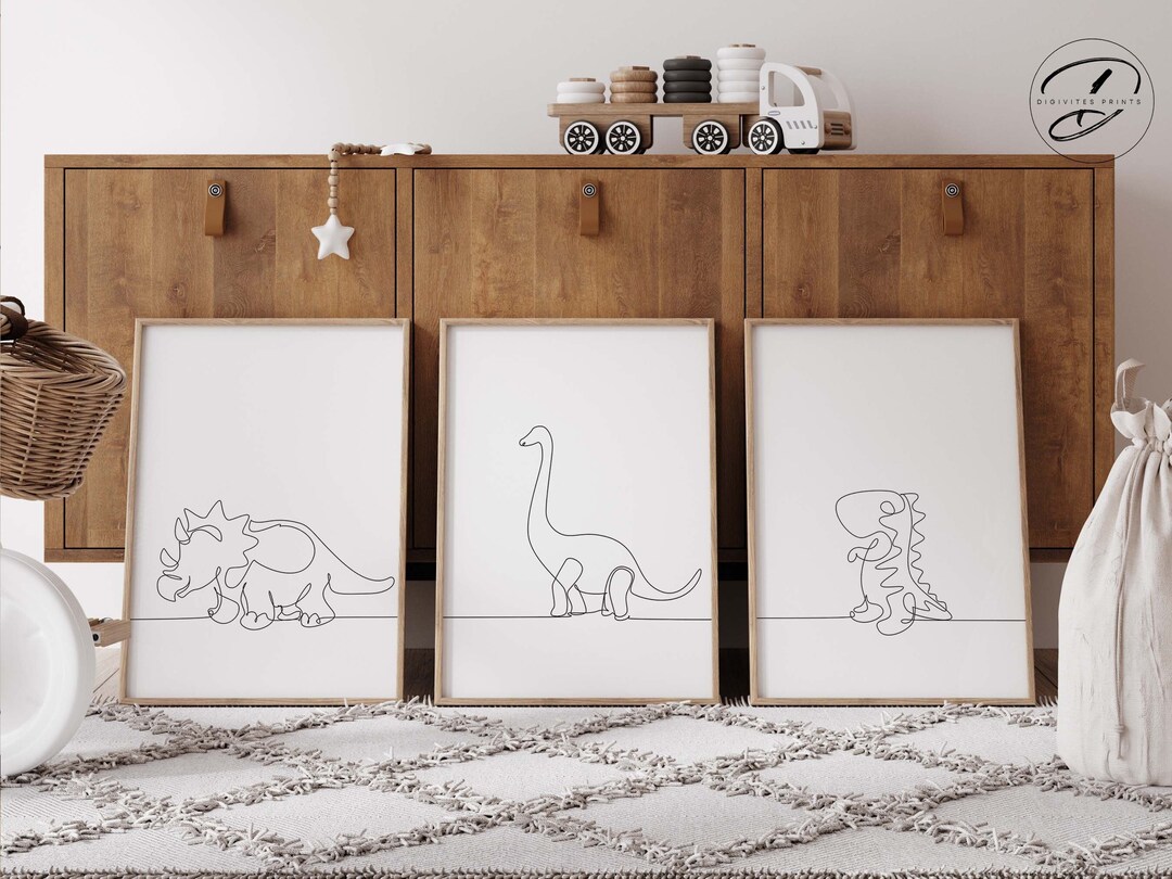 Dinosaur Line Art Prints, Dinosaur Printable, Jurassic Dinosaurs ...