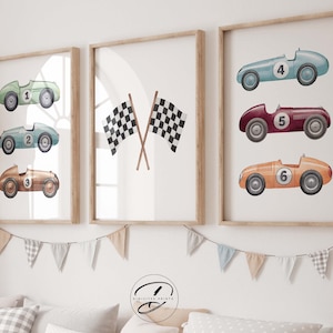 Set of 3 Race Car Prints, Racing Wall Art, Boys Nursery Wall Art ...