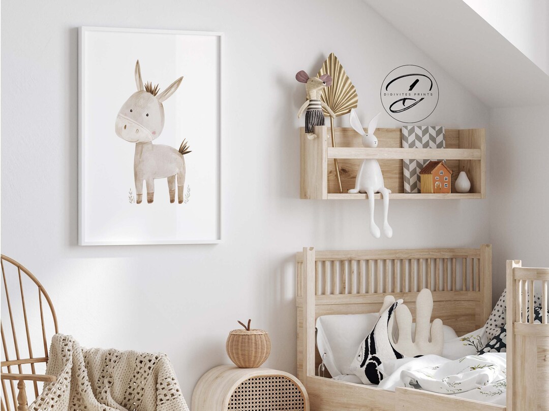 DIGITAL Donkey Nursery Print, Farm Animal Nursery Wall Art, Farm ...