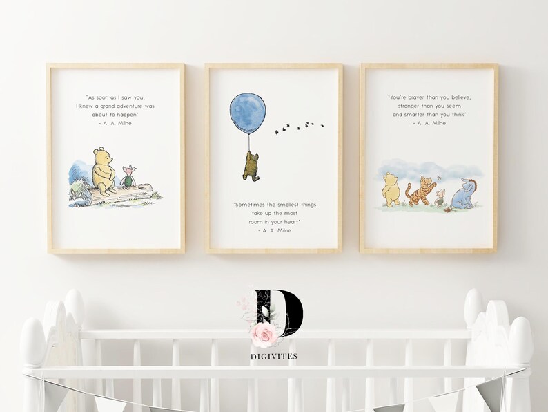 Classic Winnie-the-pooh Set of 3 Prints. Gender Neutral - Etsy