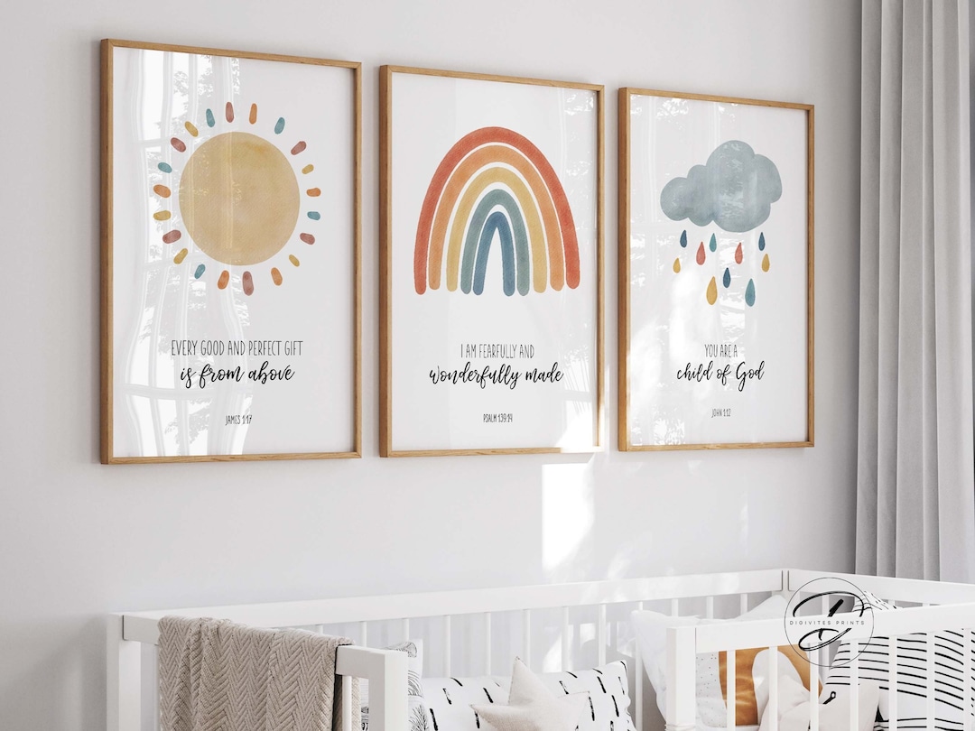 Christian Nursery Wall Art Prints, Nursery Decor, Kids Bible Verse Wall ...