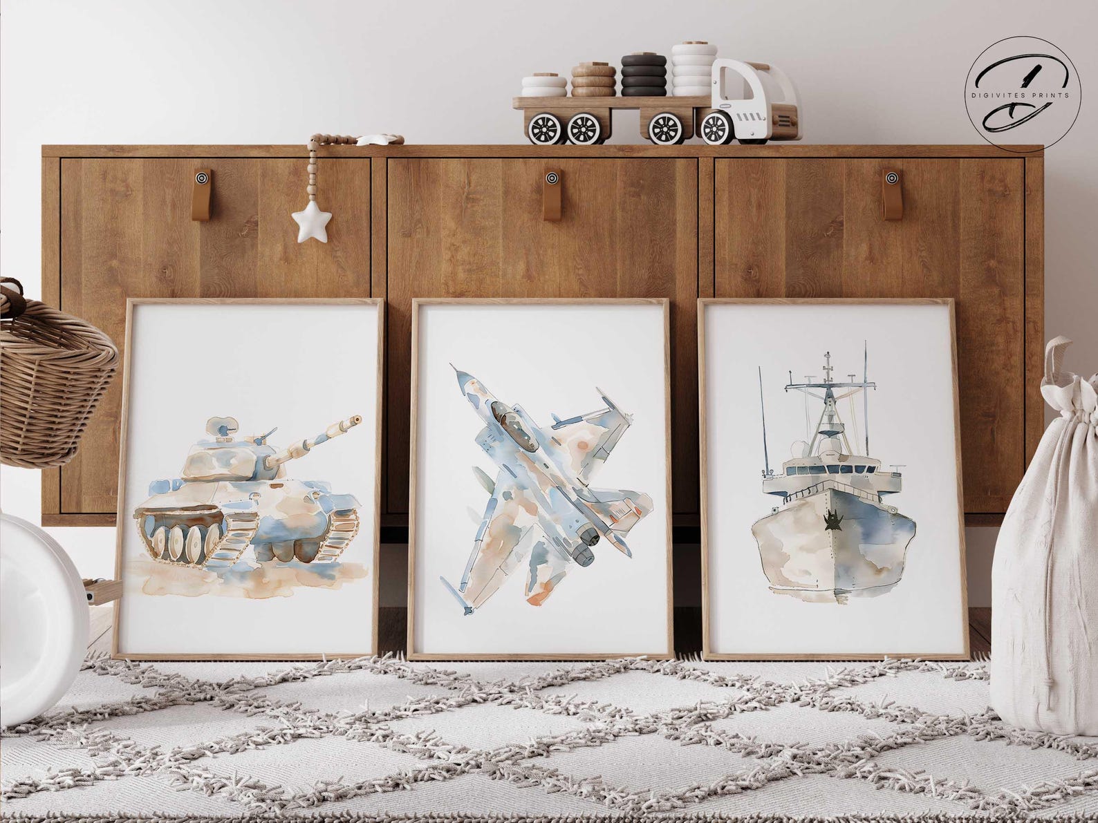 Set of 3 Military Vehicle Prints, Boys Room Decor, Fighter Jet Wall Art ...
