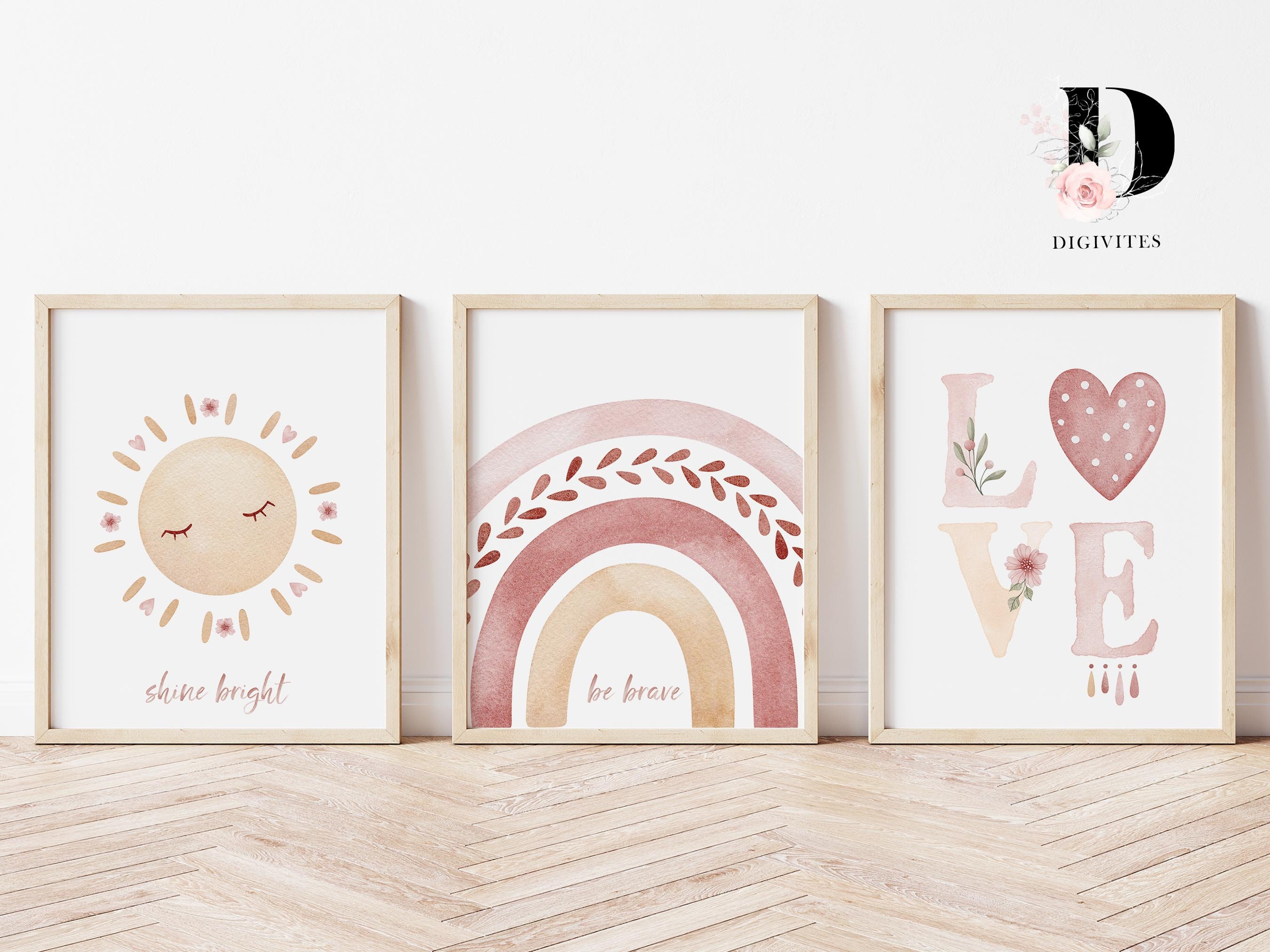 Boho Rainbow Set of 3 Nursery Prints Girl Nursery Wall Art - Etsy Australia