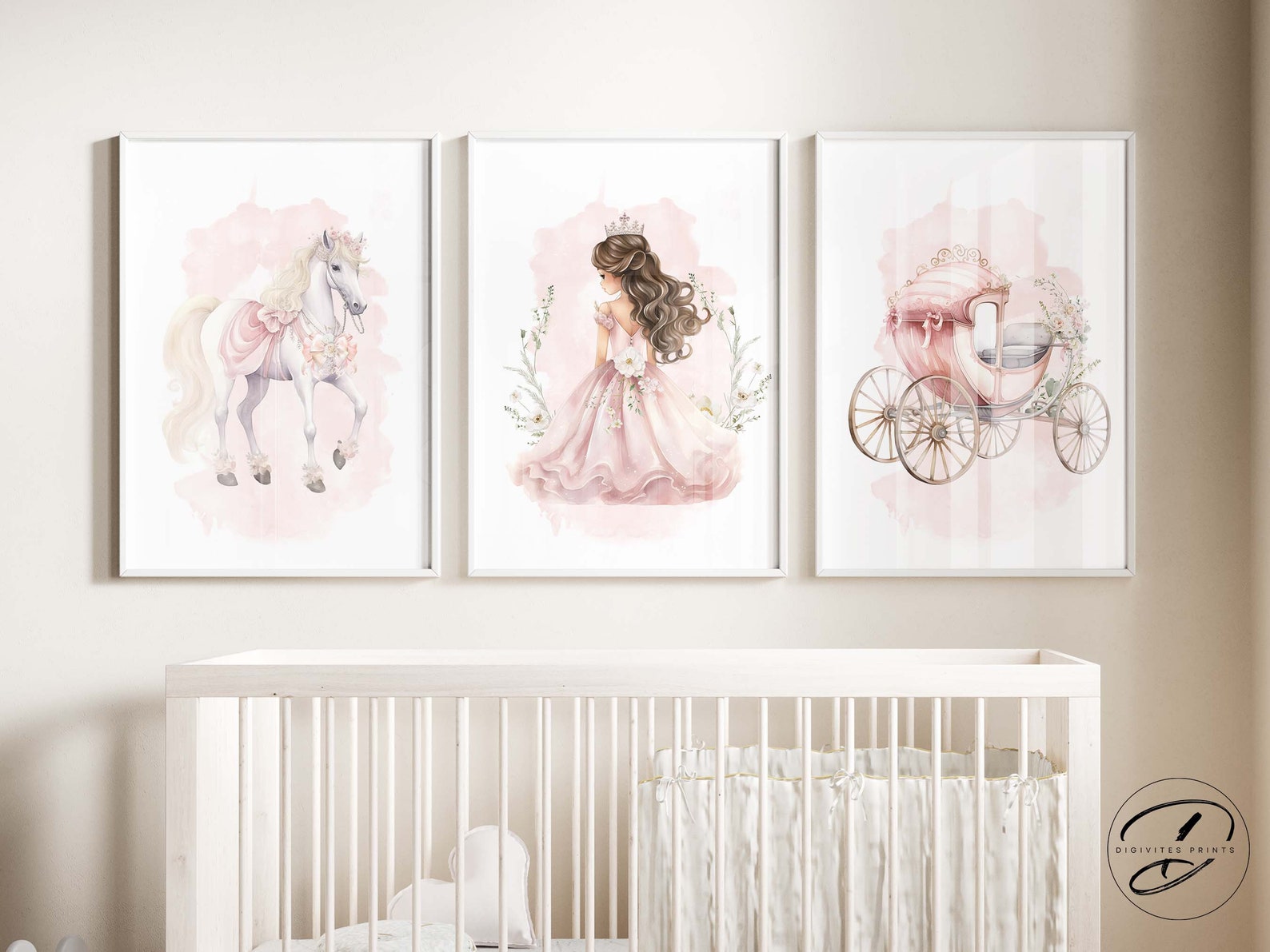 DIGITAL Princess Nursery Wall Art Prints, Princess Wall Decor, Nursery ...