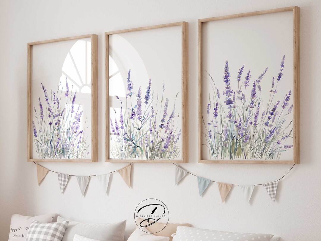 DIGITAL Lavender Wall Art, Printable Nursery Wall Art, Floral Wall Art ...