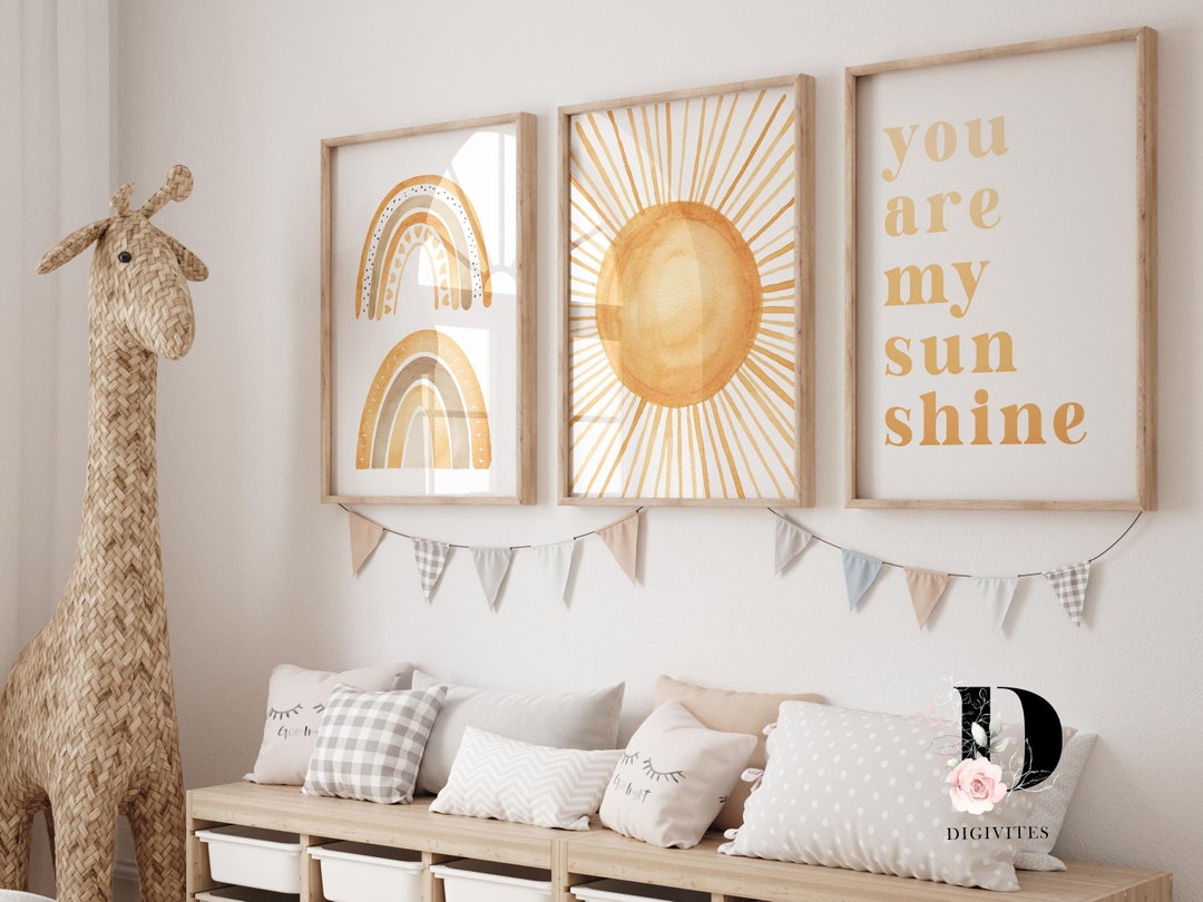 Boho Nursery Sunshine Prints, You Are My Sunshine, Boho Nursery Decor ...