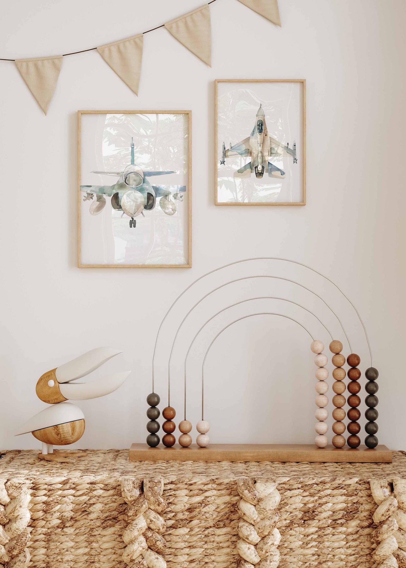Set of 2 Fighter Jet Prints, Military Wall Art, Air Force Prints, Boys ...