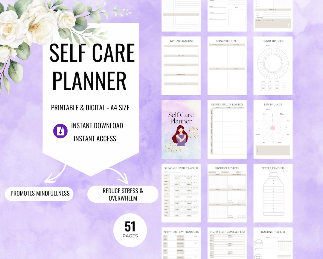 Digital Self Care Planner | Printable Wellness Journal | Mental Health ...