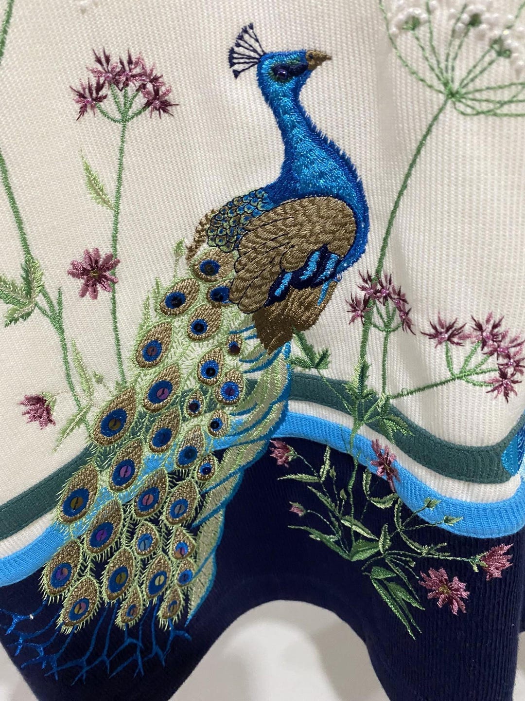 Vintage 1990s Alfred Dunner Peacock Embroidered Pullover Sweater ...