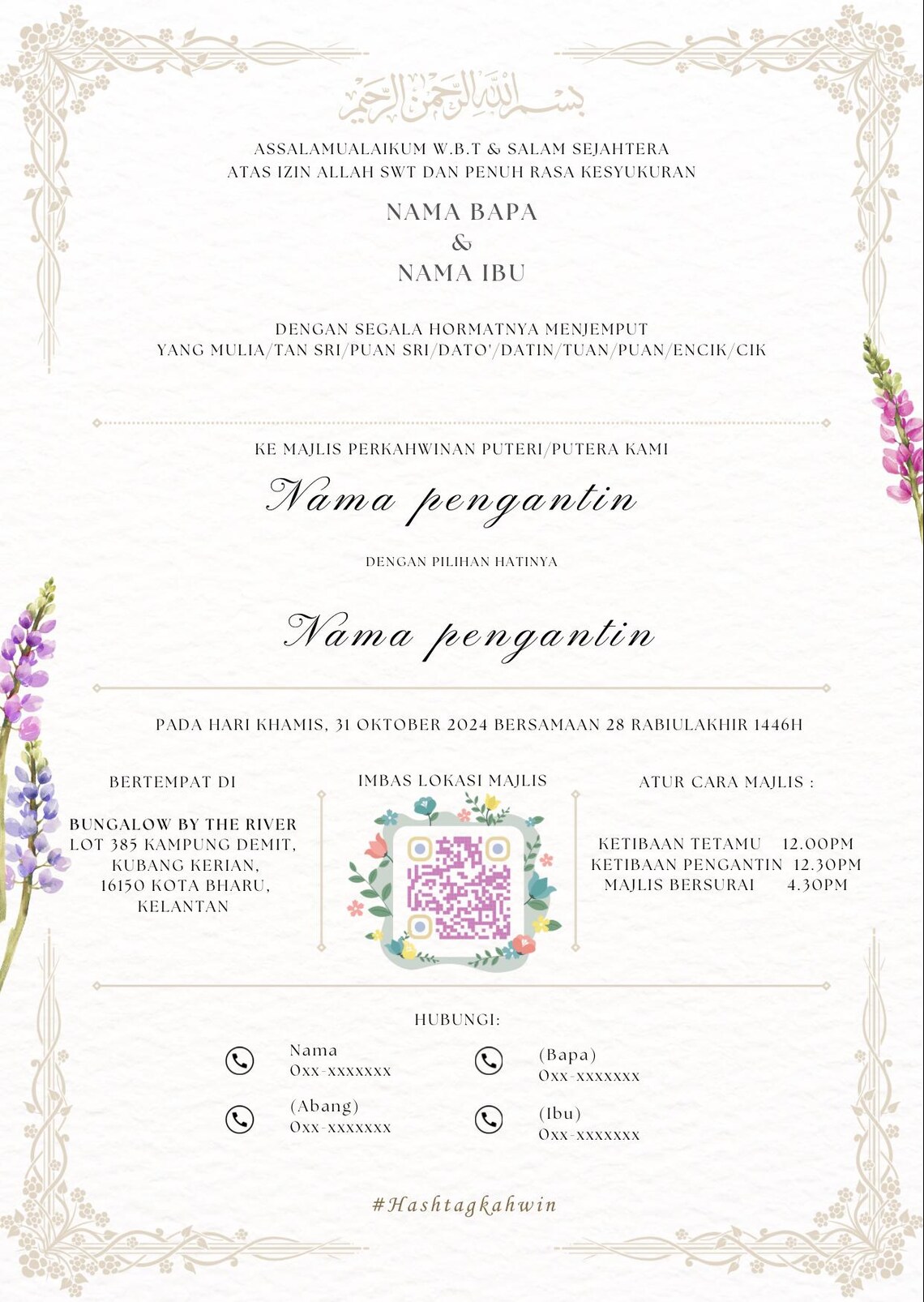 Templates for Wedding Card, Invitations, Malay Wedding, Kad Kahwin ...