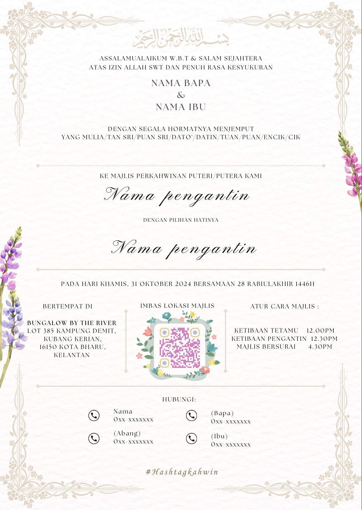 Templates for Wedding Card, Invitations, Malay Wedding, Kad Kahwin ...