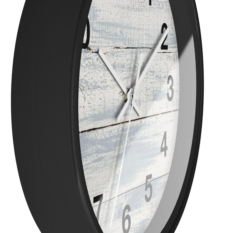 Shabby Wood Beach Blue Teal Fence Round Rustic Coastal Wall Clocks ...