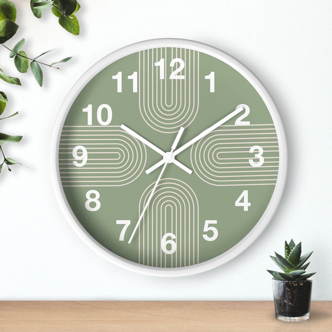 Boho Chic Sage Green Wall Clock Sage Green Boho Wall Clock Unique ...