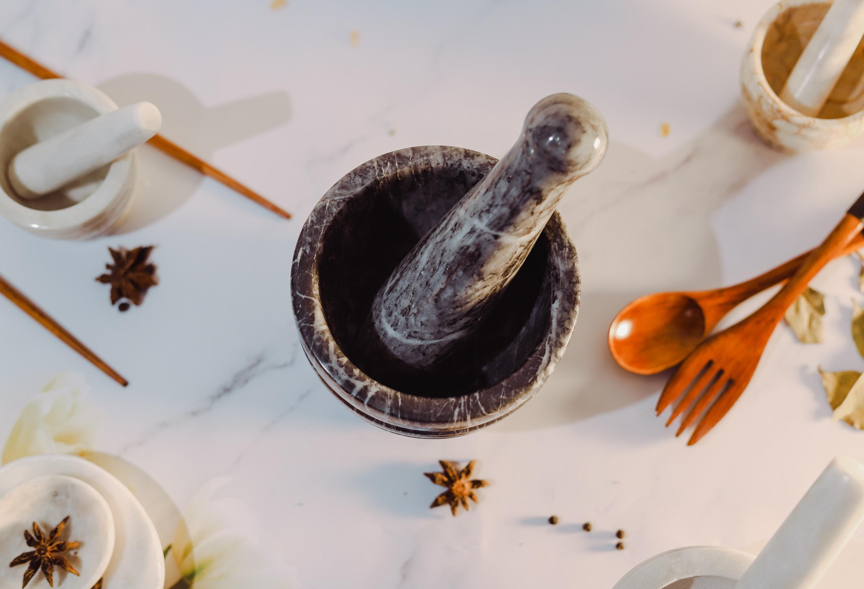 Gray Marble Mortar and Pestle, Home Decor, Spice Crusher, Kitchen ...