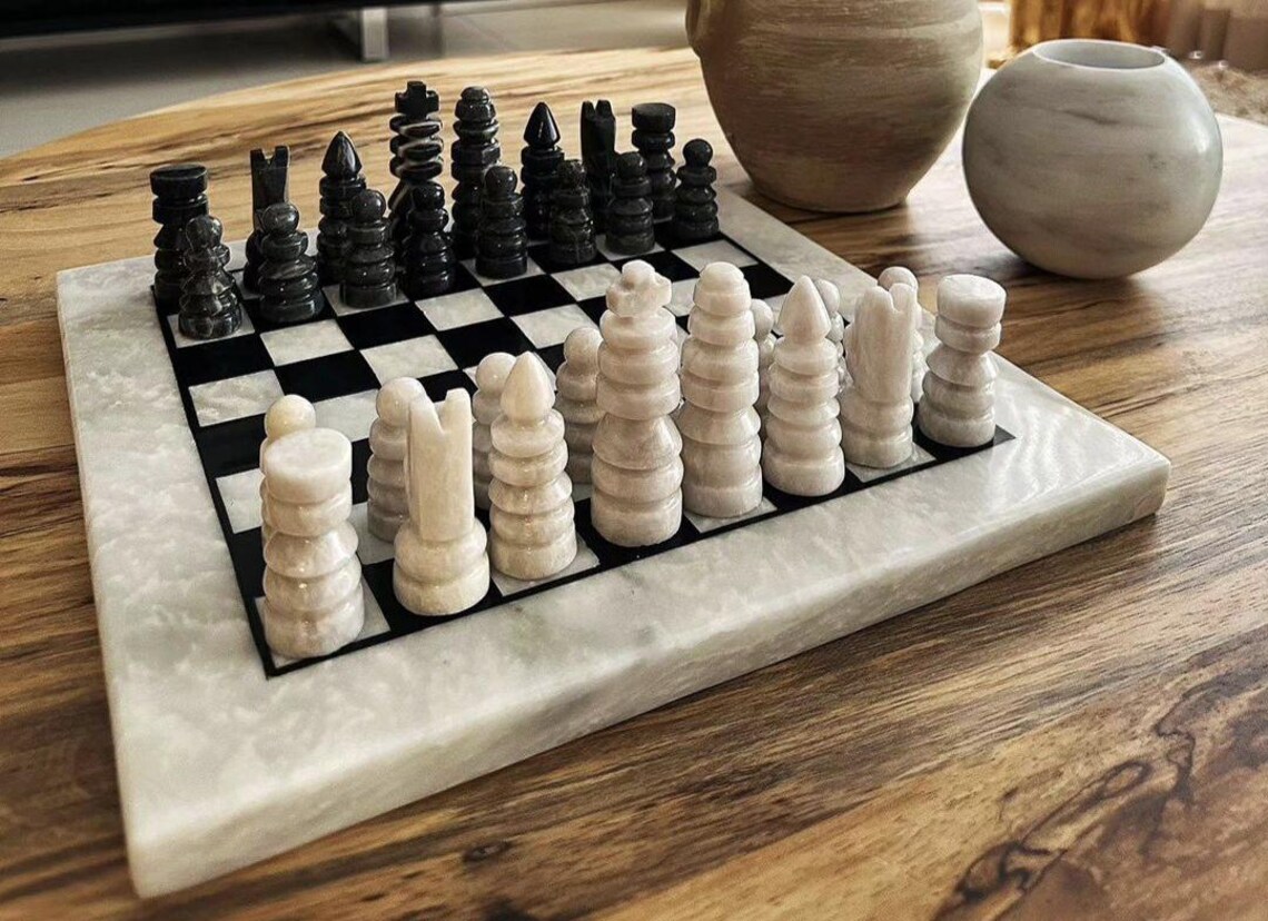 Handmade Marble Chess Board Set With Pieces, Chess Collector, Chess ...