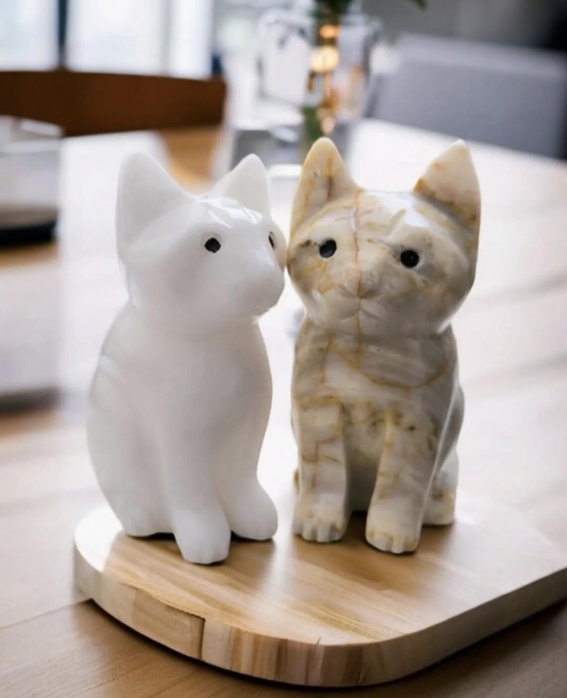 Hand-carved Marble Cat Figurines, Decorative Cat Lover Gift - Etsy