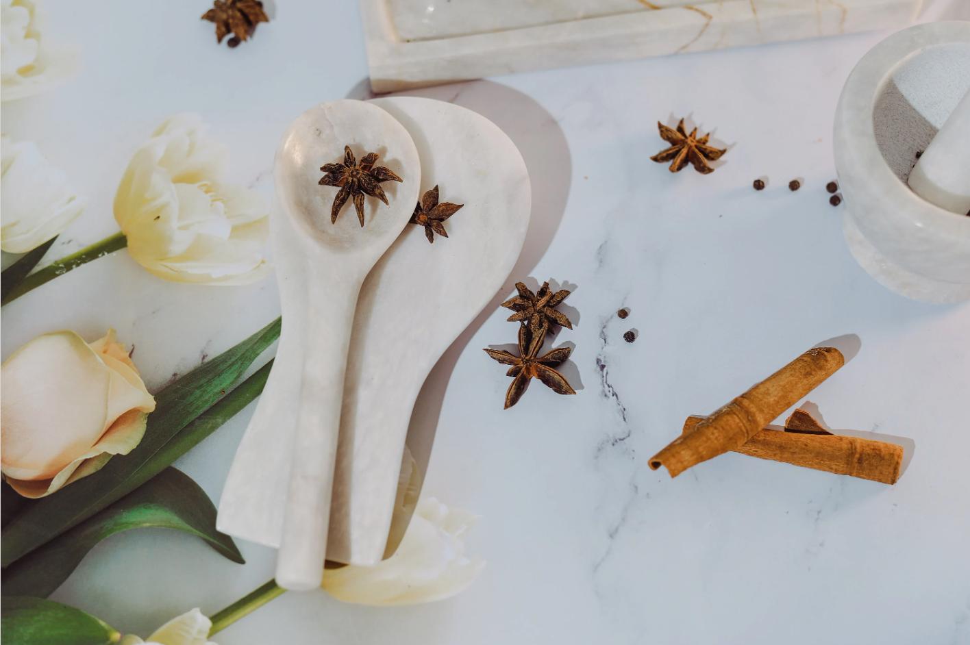 White Marble Spoon Rest, Stoneware Spoon Holder, Spatula Ladle Fork ...