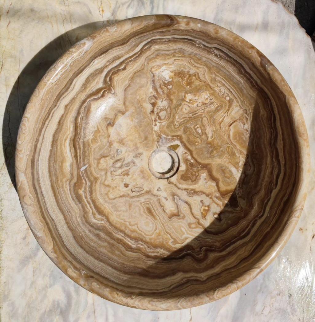 Rare Argo Round Marble Sink, Counter Basin, Handcrafted Bathroom Bowl ...