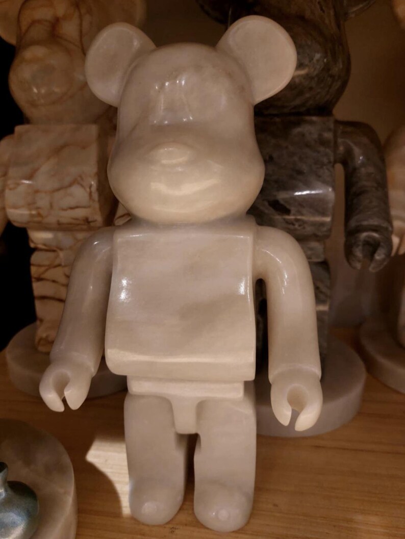 Marble Bearbrick Decorative Statue, White Bear Brick Figurine, Home ...