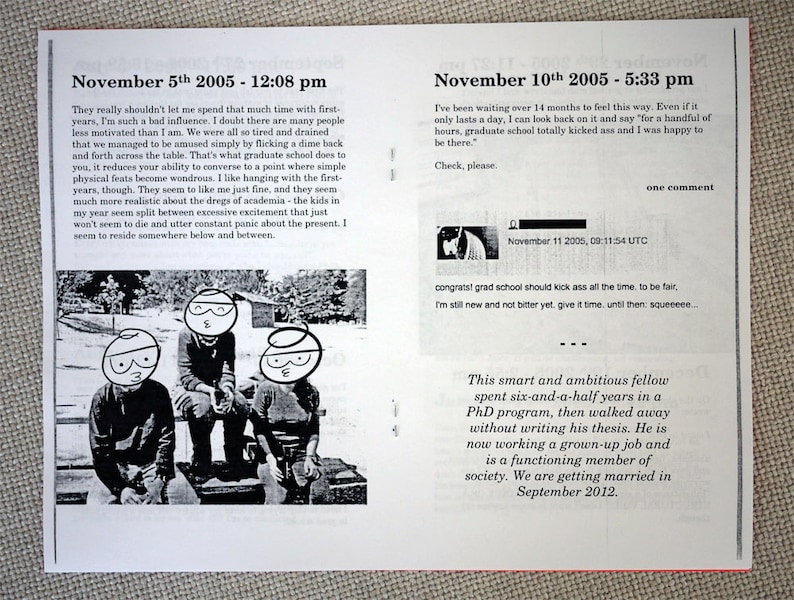 Never Finish Grad School - A Personal Zine (zinefest Edition) - Etsy