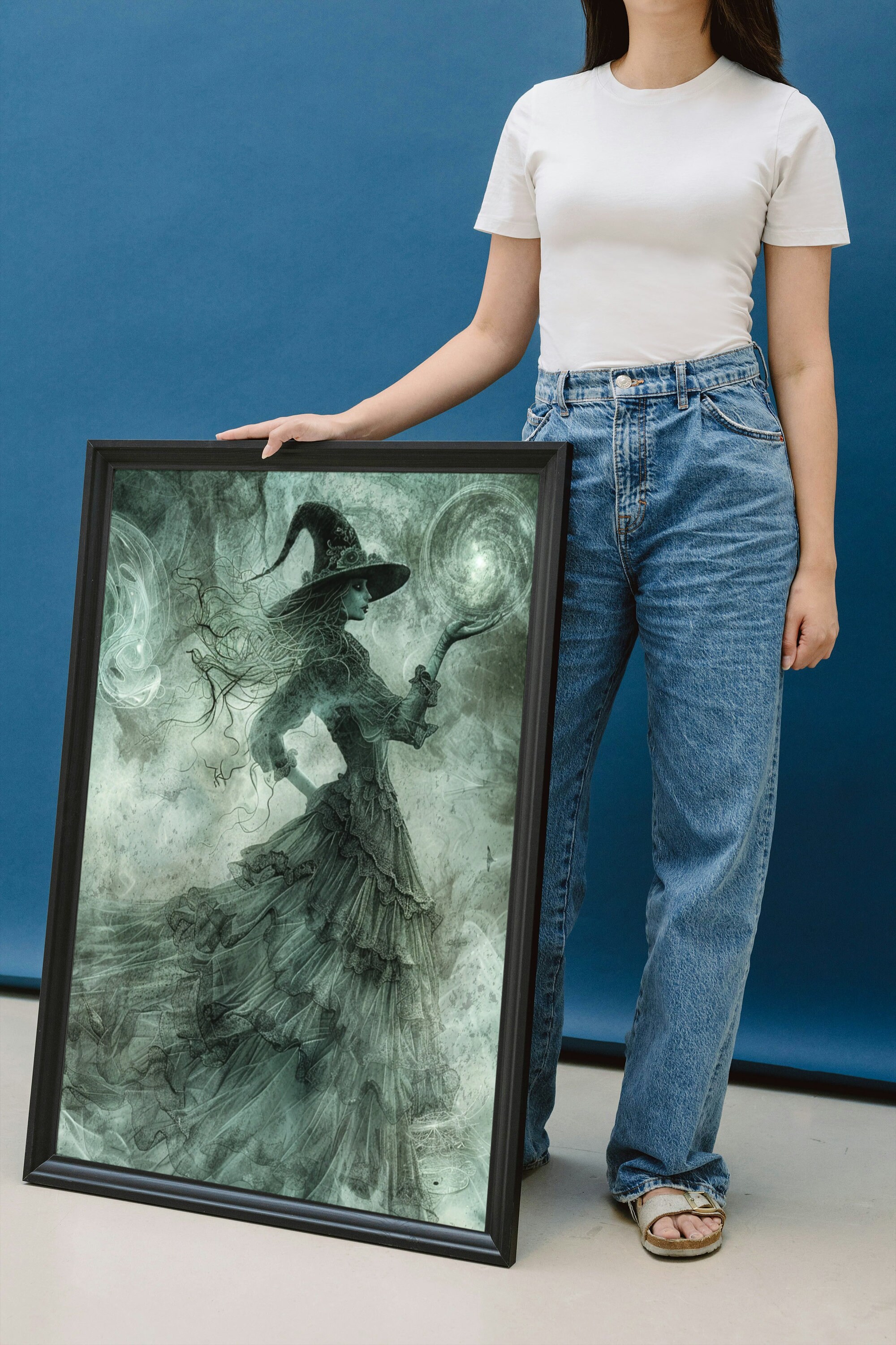 Mystical Gothic Digital Wall Art - Ethereal Witch Casting a Spell ...