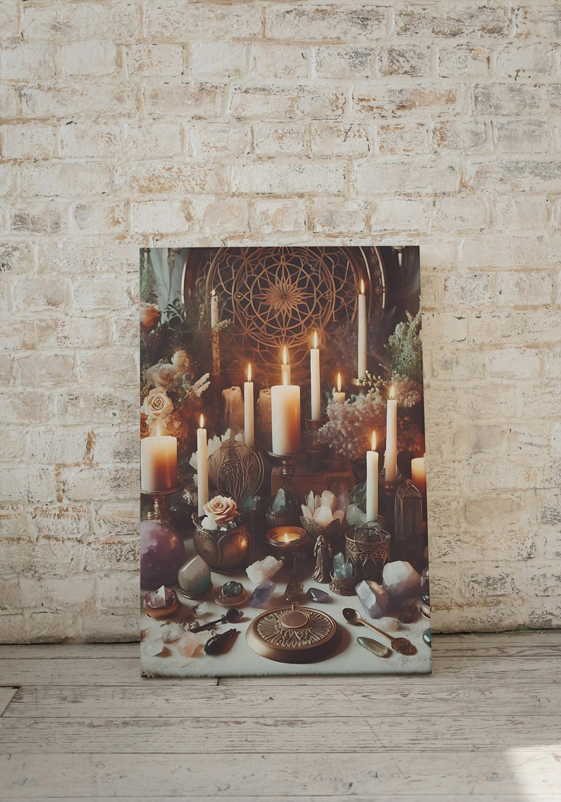 Wiccan Altar 1 - Framed Matte Canvas Print, Home Décor Wall Art, Pagan ...