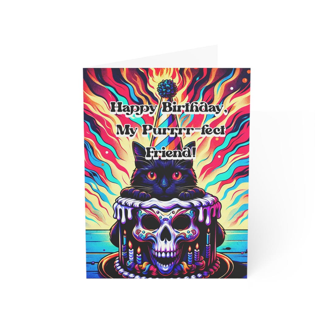 My Purrr-fect Friend - Gothic Greeting Card, Alternative Card, Witchy ...