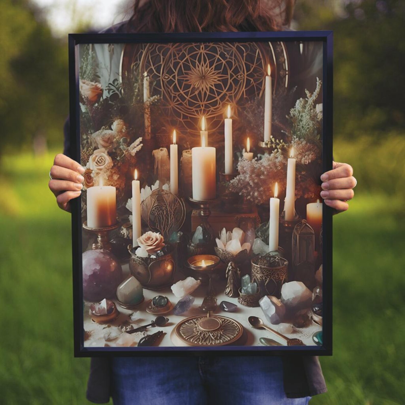 Wiccan Altar 1 - Framed Matte Canvas Print, Home Décor Wall Art, Pagan ...