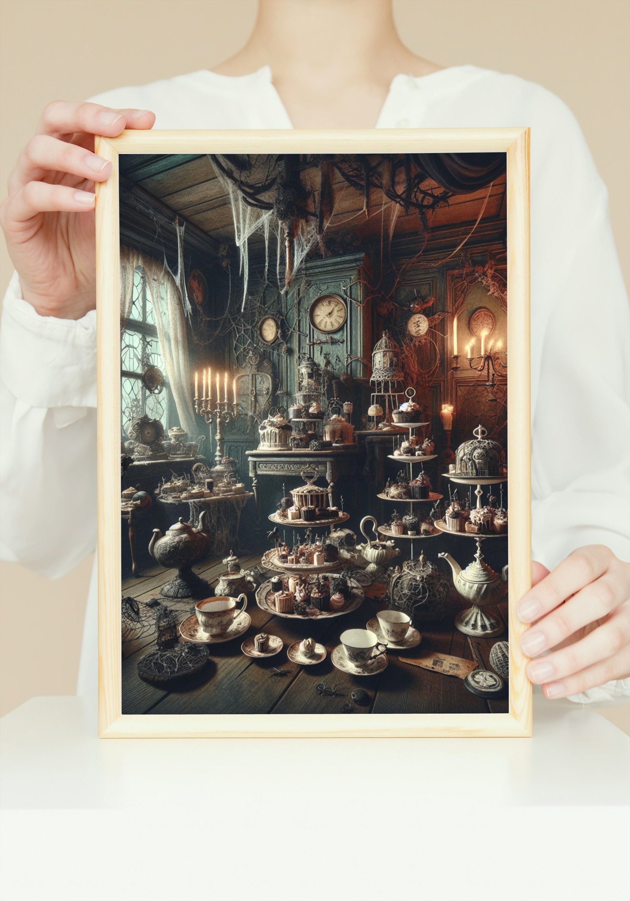 Gothic Witch Tea Party Digital Print, Cakes and Tea, Whimsigoth ...