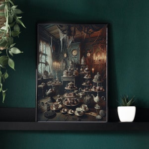 Gothic Witch Tea Party Digital Print, Cakes and Tea, Whimsigoth ...