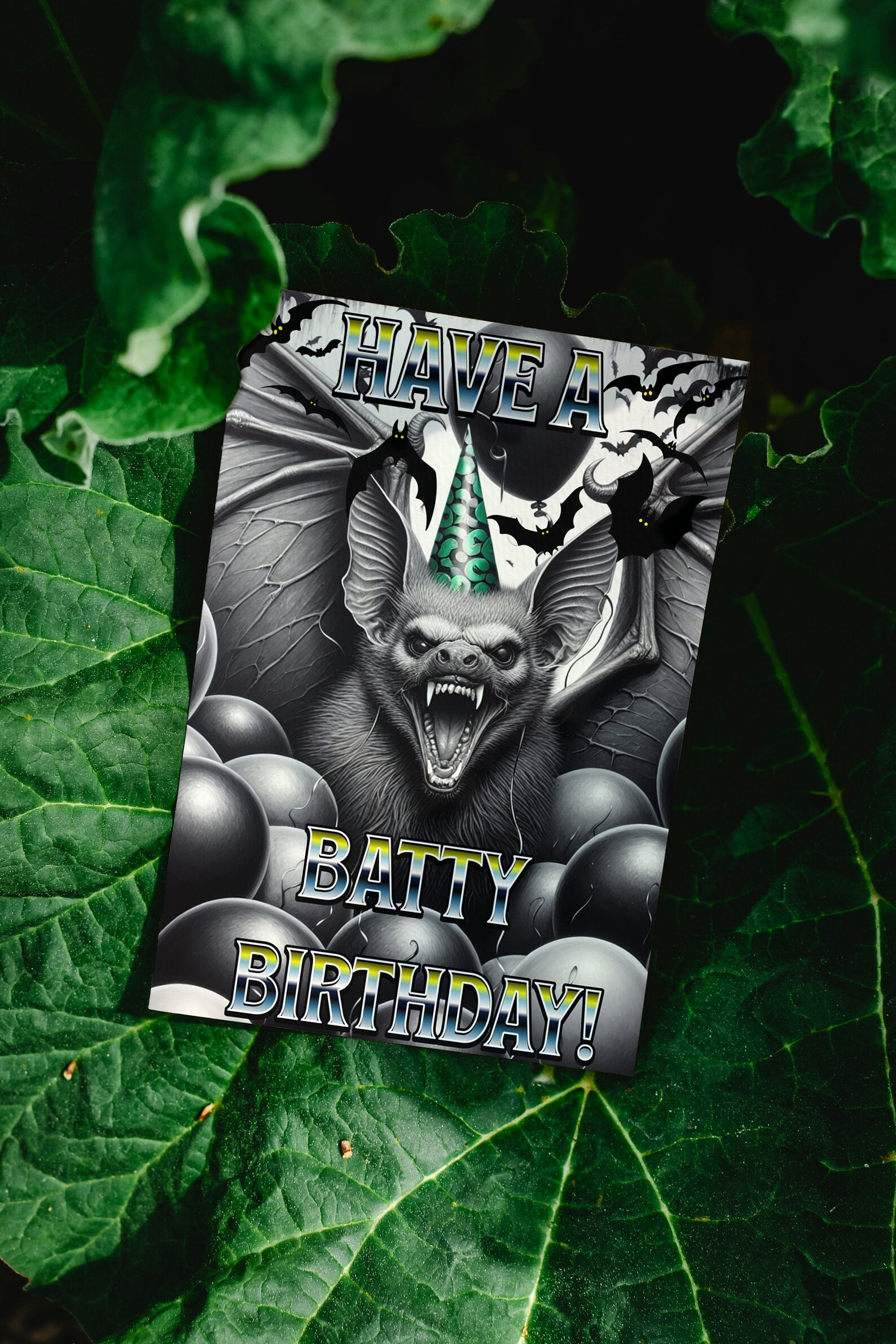 Gothic Party Bat in a Hat Digital Birthday Card - Whimsigoth Design ...