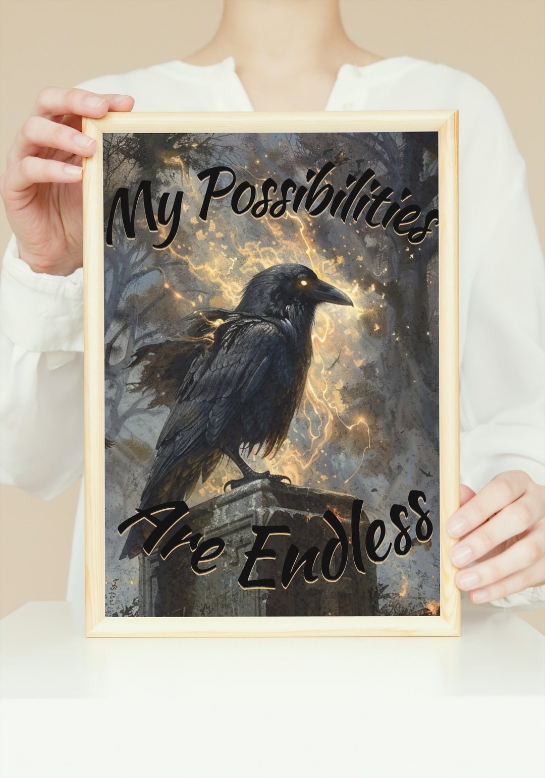 Mysterious Flaming Crow Art - Printable Gothic Wall Décor - Instant ...