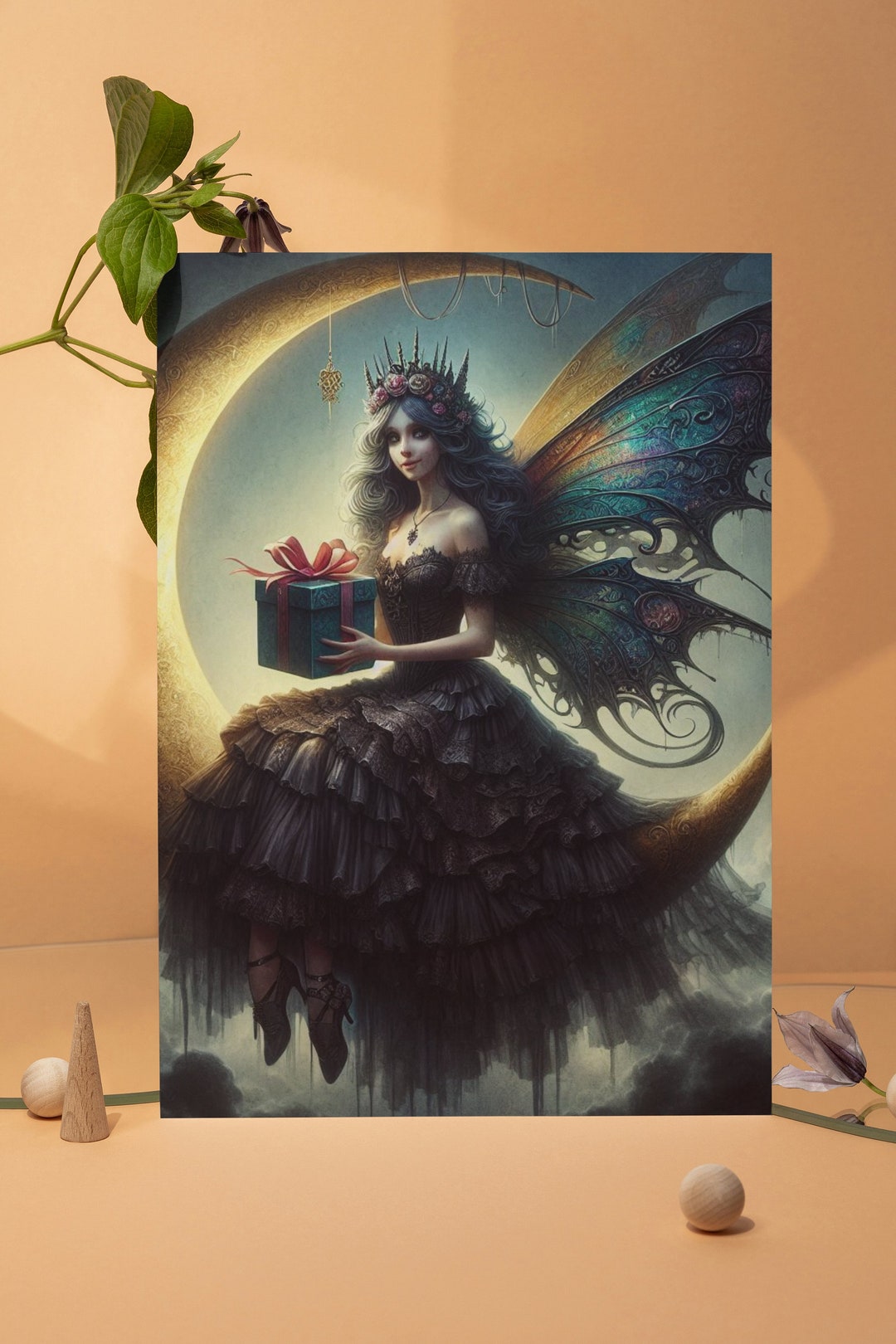 Whimsigoth Fairy Greeting Card - Gothic Digital Art Print - Printable ...