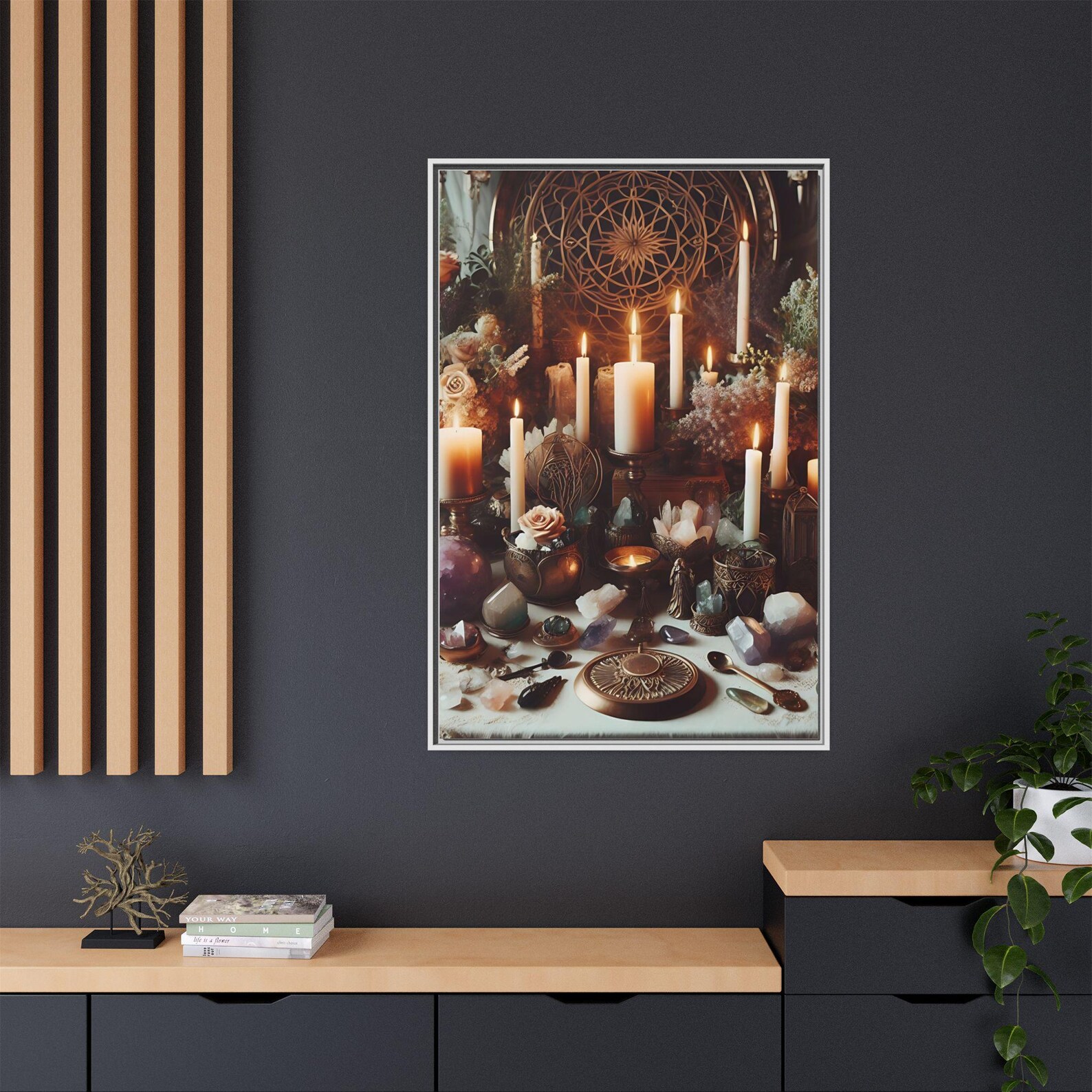 Wiccan Altar 1 - Framed Matte Canvas Print, Home Décor Wall Art, Pagan ...