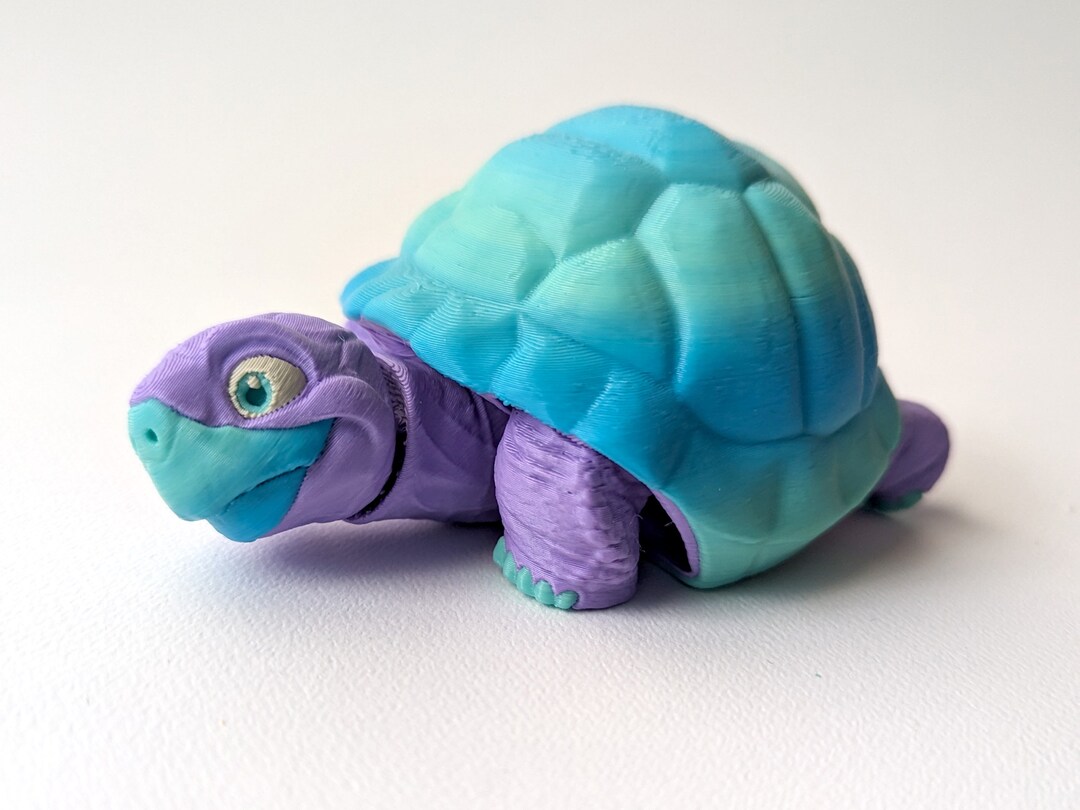 Turtle in Shell - High Definition 3D Printed Flexible Flexi Art ...