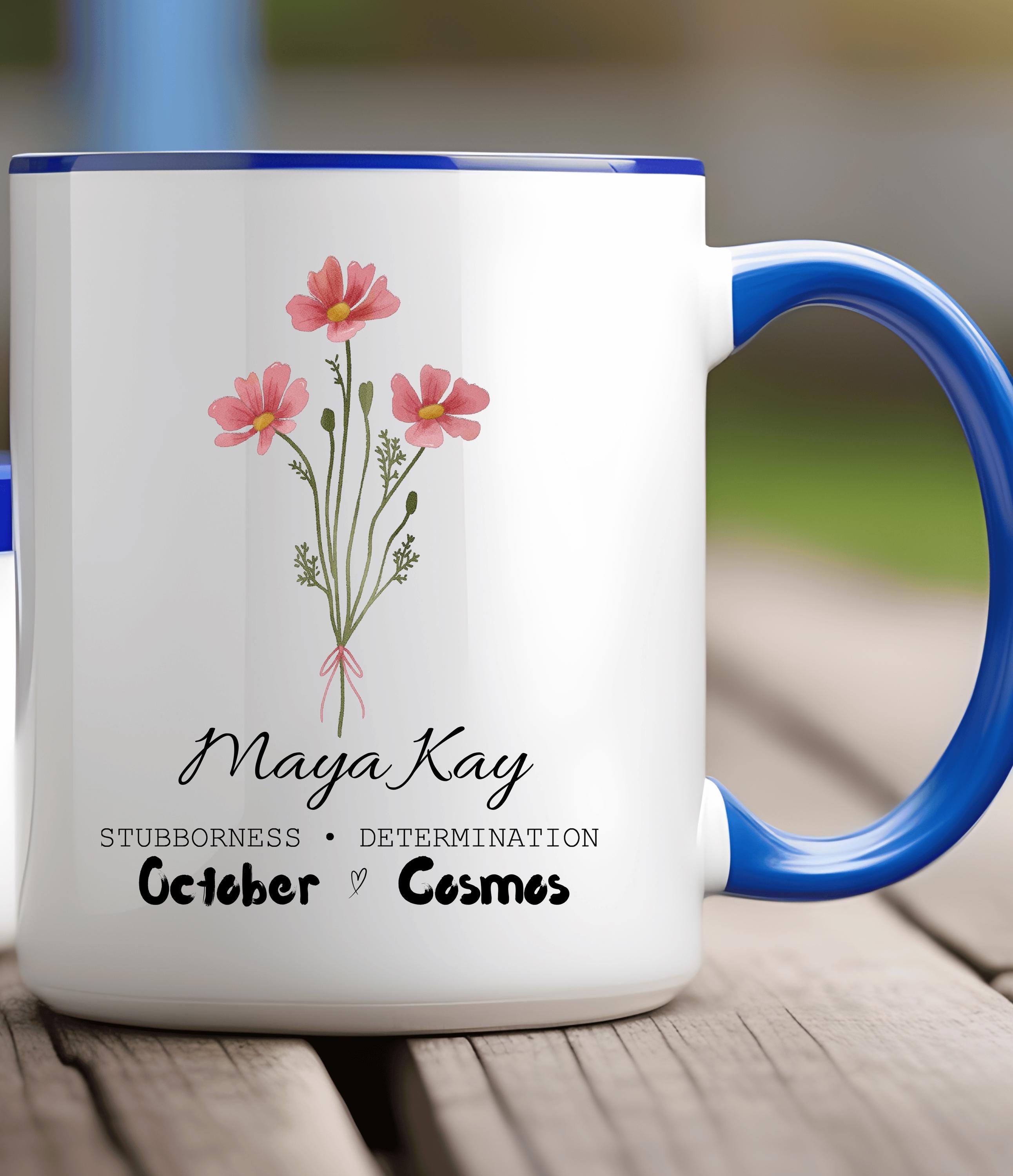 Birth Month October Flower Personalization Colorful Ceramic Mug,birth ...