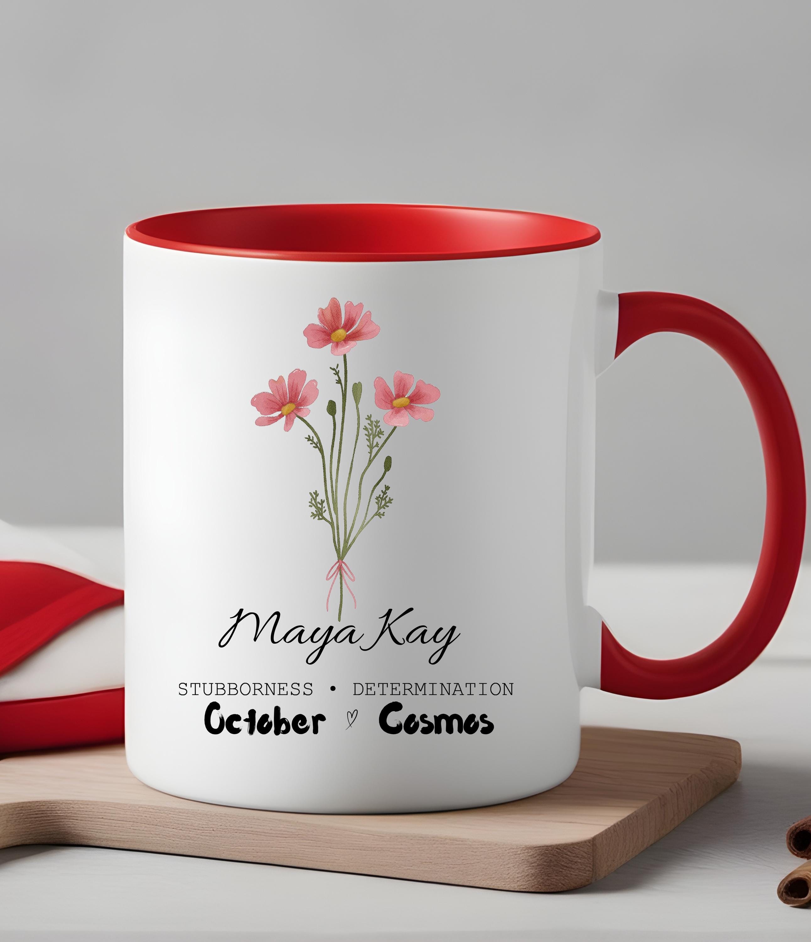 Birth Month October Flower Personalization Colorful Ceramic Mug,birth ...